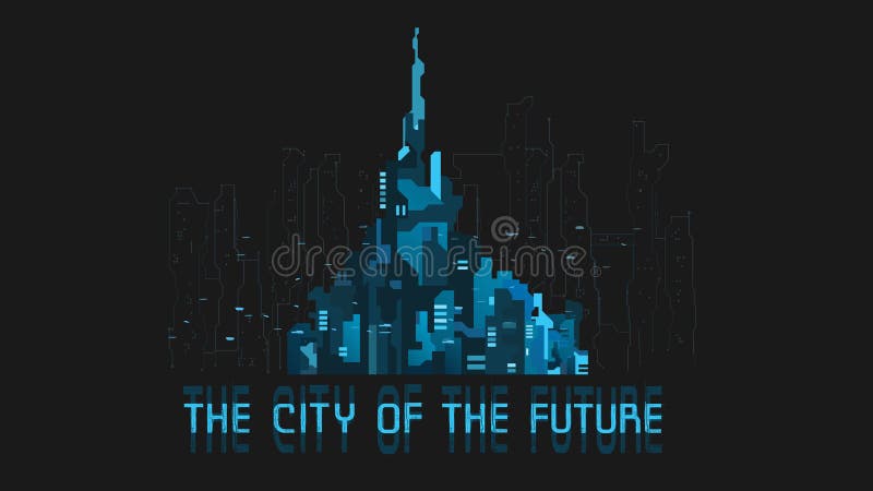Banner futuristic city stock illustration. Illustration of information ...