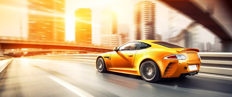 Banner of a Generic and Unbranded Sport Car Running in a Modern City ...