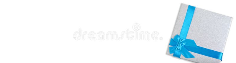 Gift Box with Blue Ribbon, Caramel in Form Cane and Bow White ...