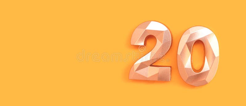 Banner with Golden Number 20 on a Yellow Background. Stock Photo ...