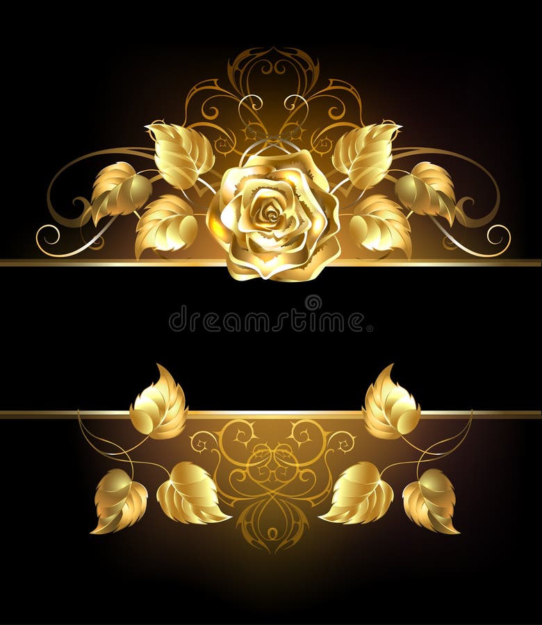 Banner with golden rose stock vector. Illustration of background - 51216660