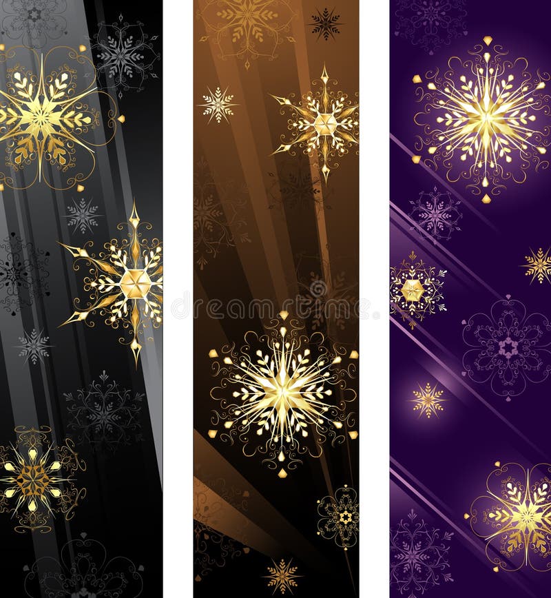 Banner with Golden Snowflakes Stock Illustration - Illustration of ...