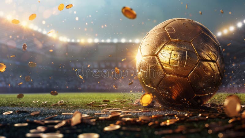 Banner Golden Soccer Ball Con Stack Stadium Stock Photos - Free ...