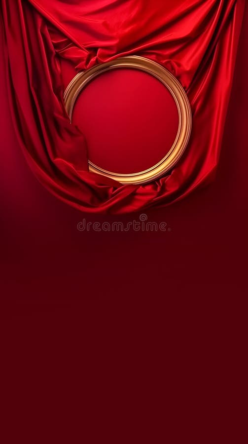 Banner, Golden Vintage Frame on Red Velvet Background. Copy Paste Space ...