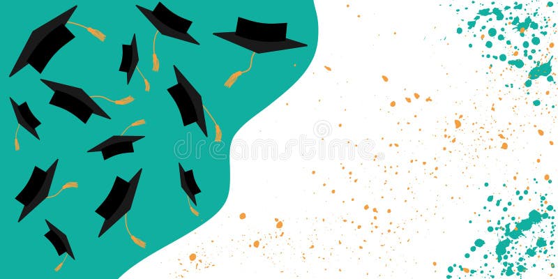 Banner for Graduation Event,flying Graduation Caps and Splash. Vector ...