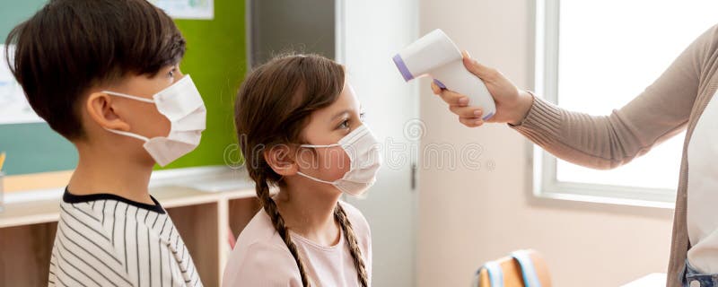Banner of Group of Caucasian Students in School Building Checked and ...