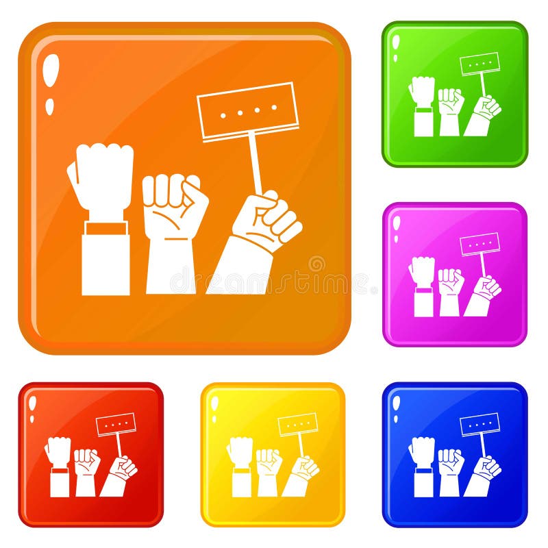 Banner Hand Up Icons Set Vector Color Stock Vector - Illustration of ...