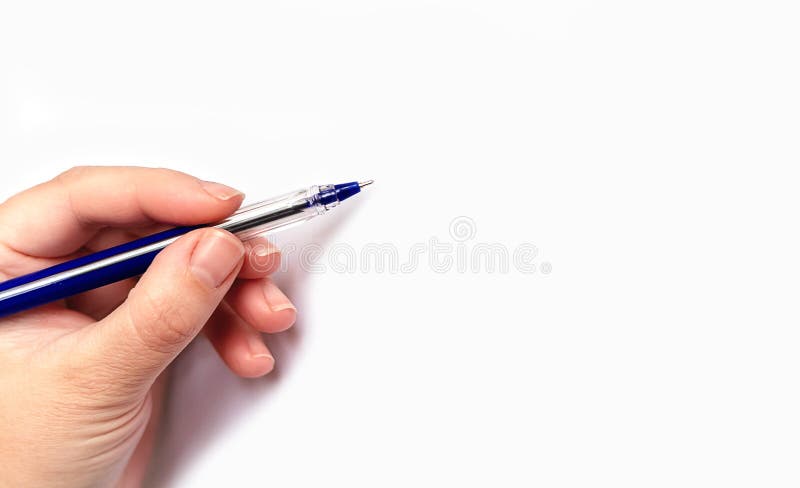 Banner with Hand Writing Pen. Copy Space. Stock Image - Image of ...