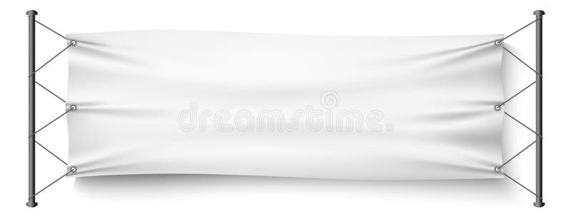 Banner Hanging between Two Poles. Realistic Mockup Template Stock ...