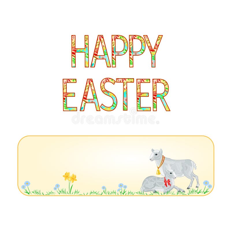 Happy Easter Spring Landscape Forest Easter Wicker and Easter Eggs and ...