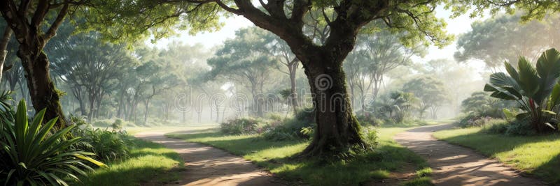 Banner or Header Background with Forest Road Copy Space Stock ...
