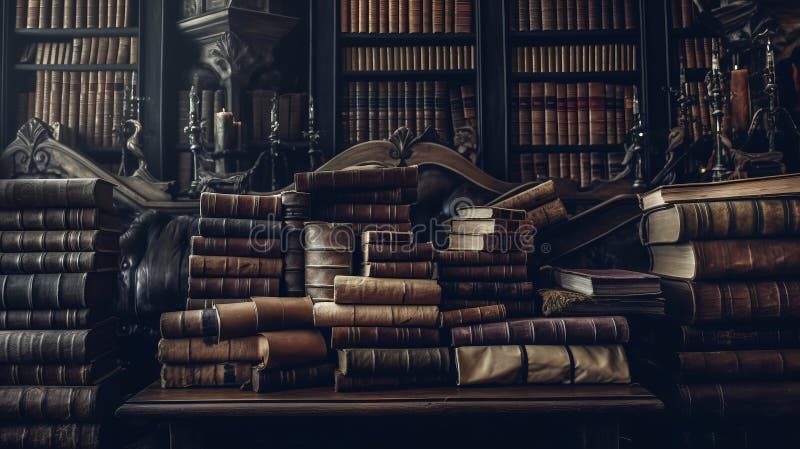 Banner or Header Image with a Stack of Antique Leather Books ...