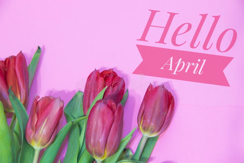 Banner Hello April. Hi Spring. the Second Month of Spring Stock Image ...