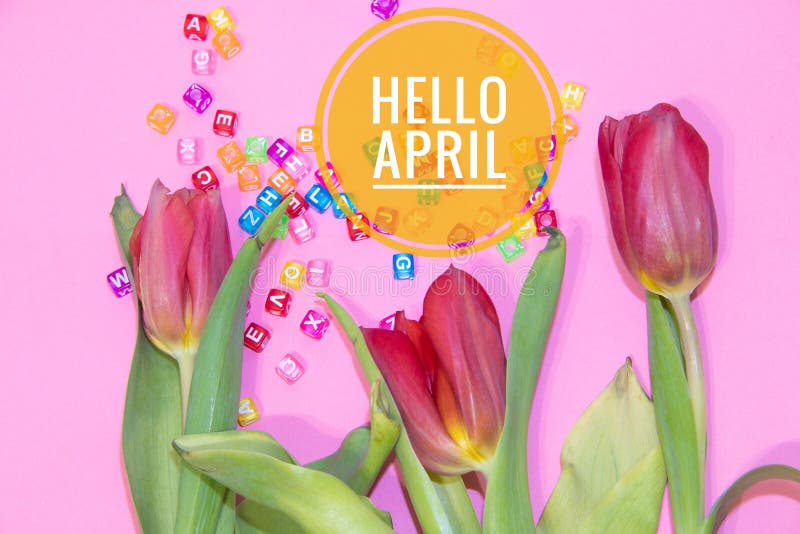 Banner Hello April. Hi Spring. the Second Month of Spring Stock Image ...