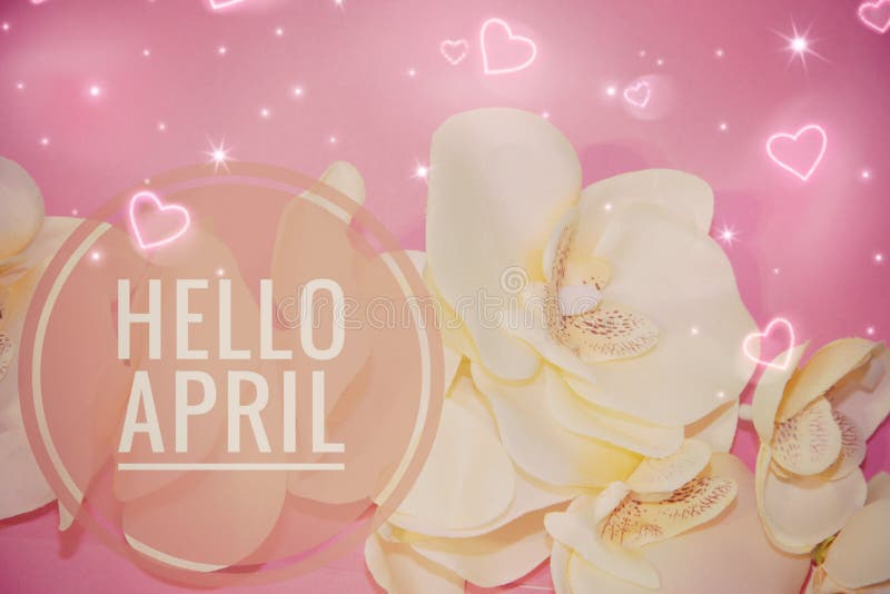 Banner Hello April. Hi Spring. the Second Month of Spring Stock Image ...