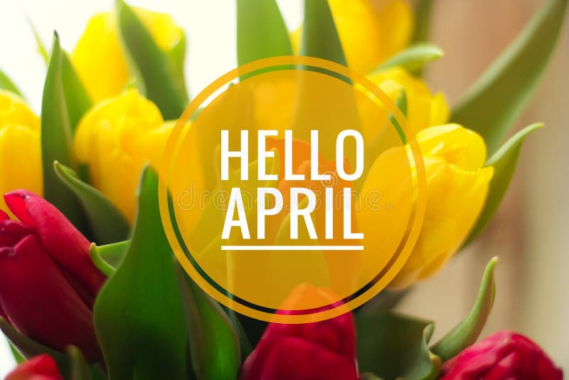 Banner Hello April. Hi Spring. Hello April. Welcome Card we are Waiting ...