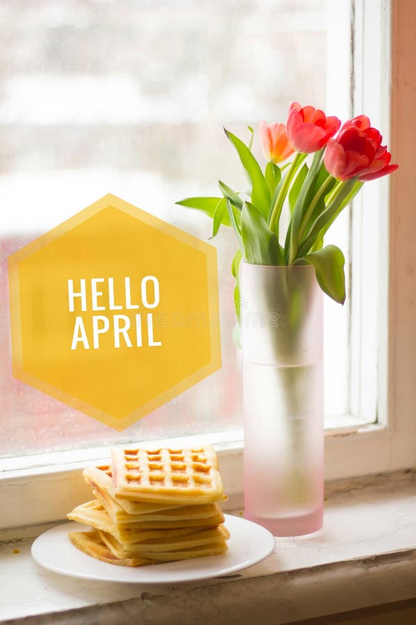 Banner Hello April. Hi Spring. Hello April. Welcome Card we are Waiting ...