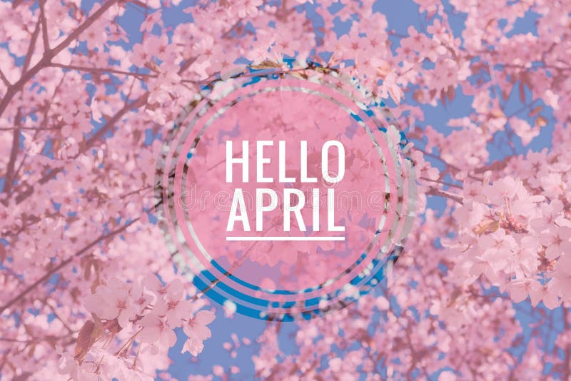 Banner Hello April. Hi Spring. Hello April. Welcome Card We Are Waiting ...
