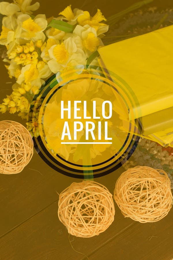 Banner Hello April. Hi Spring. Hello April. Welcome Card we are Waiting ...