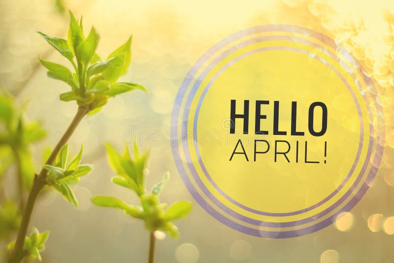 Banner Hello April. Hi Spring. Hello April. Welcome Card we are Waiting ...