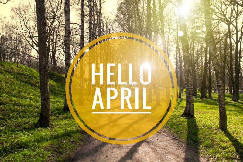 Banner Hello April. Hi Spring. Hello April. Welcome Card we are Waiting ...