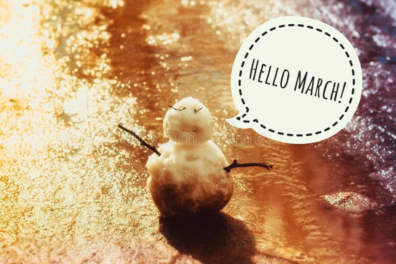 Banner Hello March. Greetings of Spring. we are Waiting for Spring ...