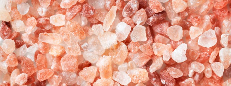 Banner with Himalayan Pink Crystal Salt. Stock Photo - Image of orange ...