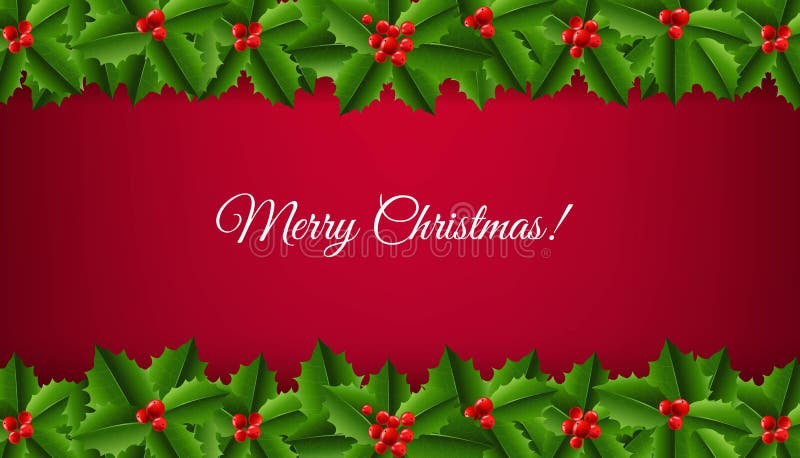 Banner with Holly Berry Border Stock Vector - Illustration of ...