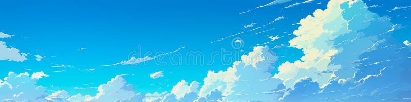 Banner Illustration with a Cloudy Sky and Copyspace in Anime Style ...