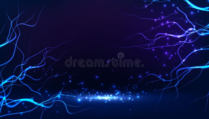 Vector Banner Illustration Lightning of Thunder in Abstract Blue ...