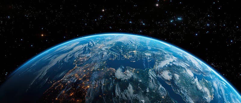 Banner Illustration with Part of the Surface of Planet Earth Stock ...