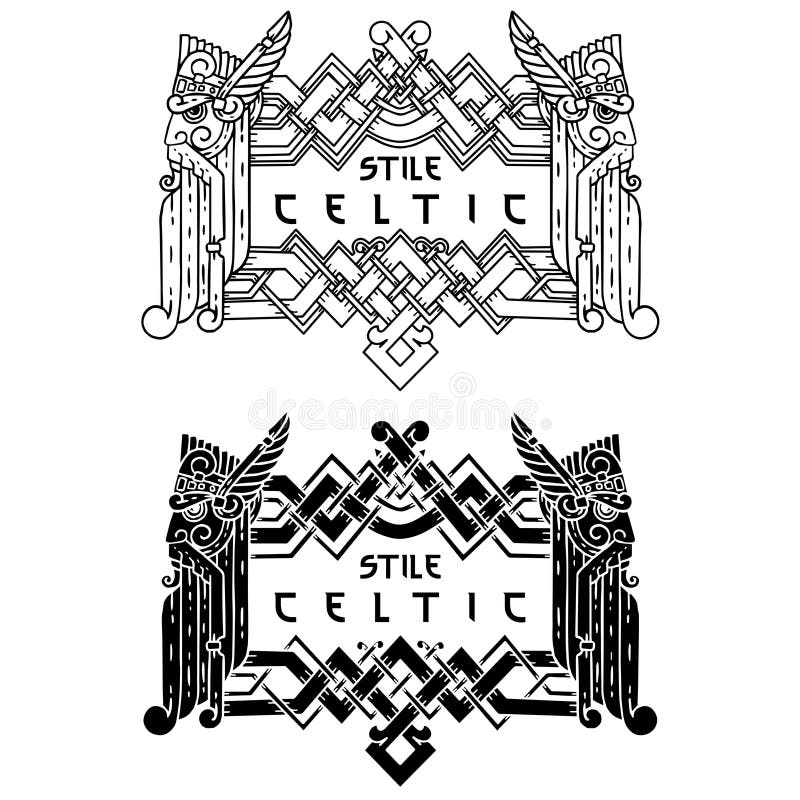 Banner with the Image of an Old Bearded Viking and Patterns. Stock ...