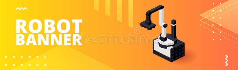 Banner with an Industrial Robot Loader for Printing and Design. Vector ...