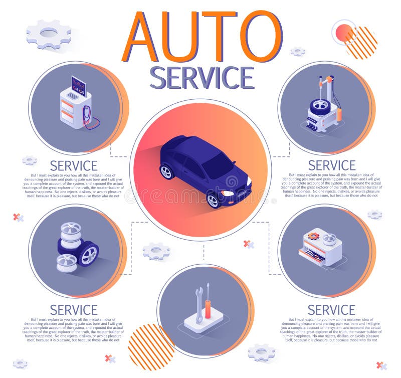 Car Repair Infographic in Isometric Banner Design Stock Vector ...