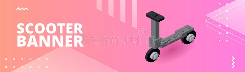 Banner with Kick Scooter for Printing and Design. Vector Illustration ...