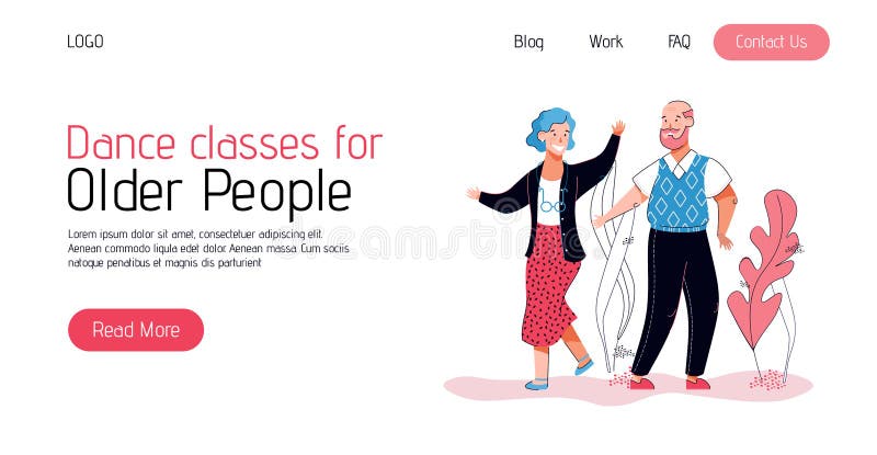 Banner or Landing Page for Elderly People Dance Classes, Vector ...