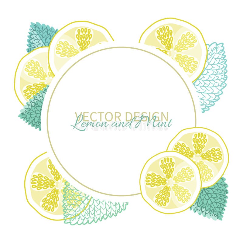 Banner with Lemon Slices and Mint Leaves Frame. Stock Vector ...