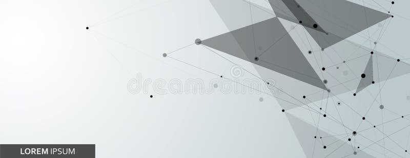 Banner with Light Background and Print of Connected Shapes. Molecules ...