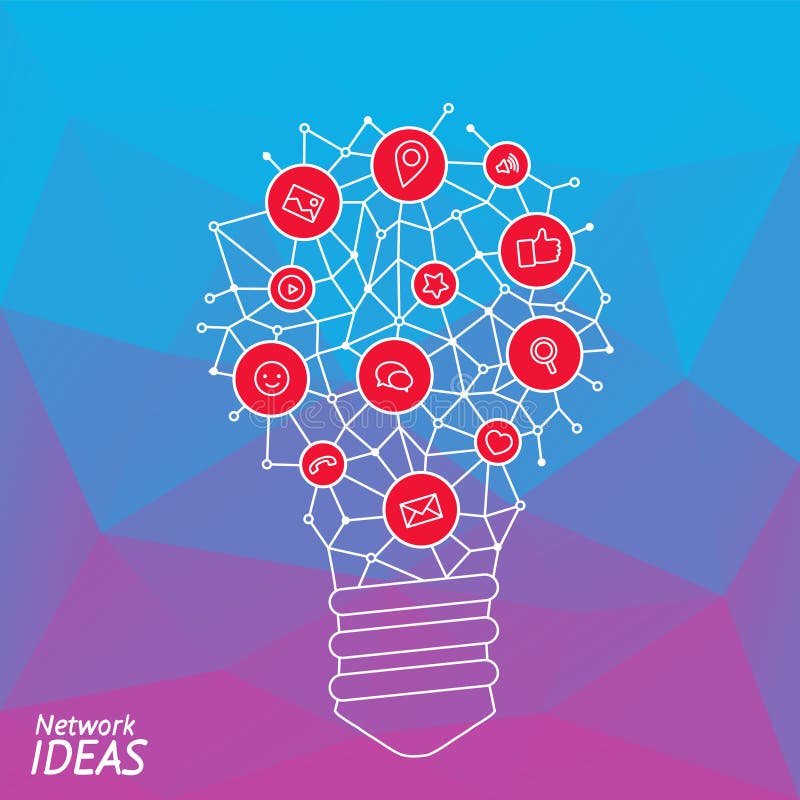 Banner with Lightbulb Idea of Network Stock Vector - Illustration of ...