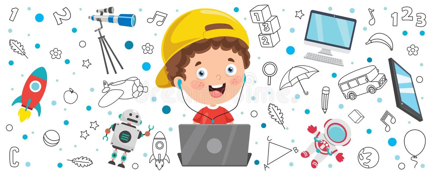 Child Using Phone Stock Illustrations – 1,954 Child Using Phone Stock ...