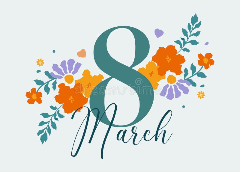 Banner for 8 March with Decorative Flowers Framing Elegant Typography ...
