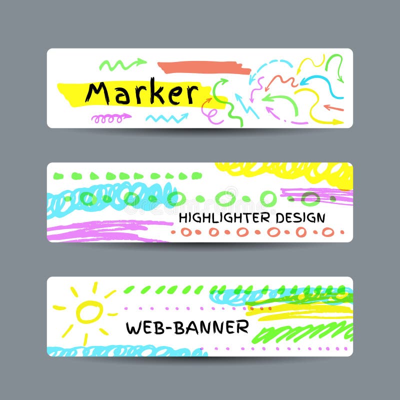 Banner with marker strokes stock vector. Illustration of scribble ...