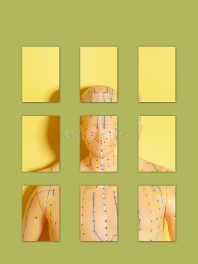 Banner with Medical Acupuncture Model of Human Stock Photo - Image of ...