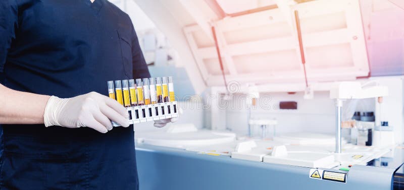 Banner Medical Blood Tests on Automatic Modern Equipment Stock Photo ...