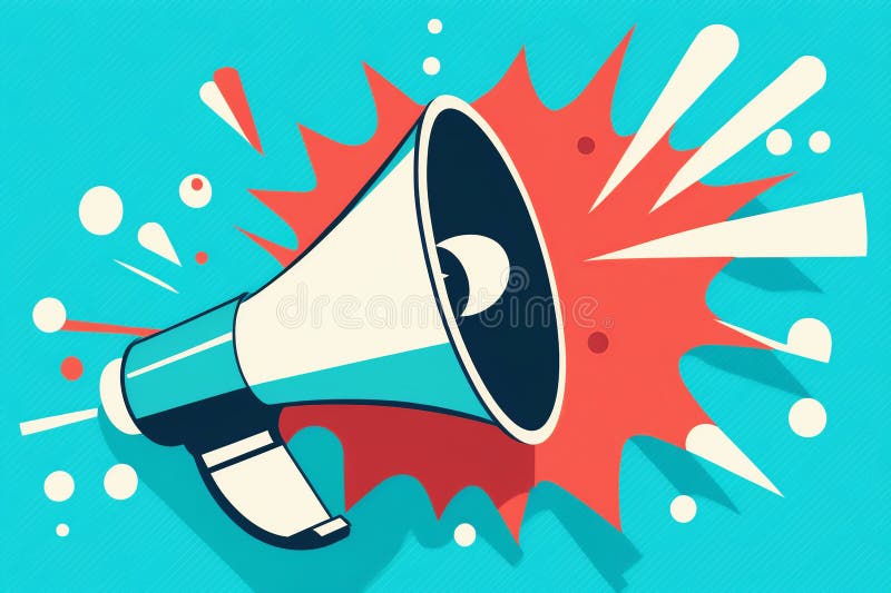 Banner with Megaphone for Announcements. Generative AI. Stock ...
