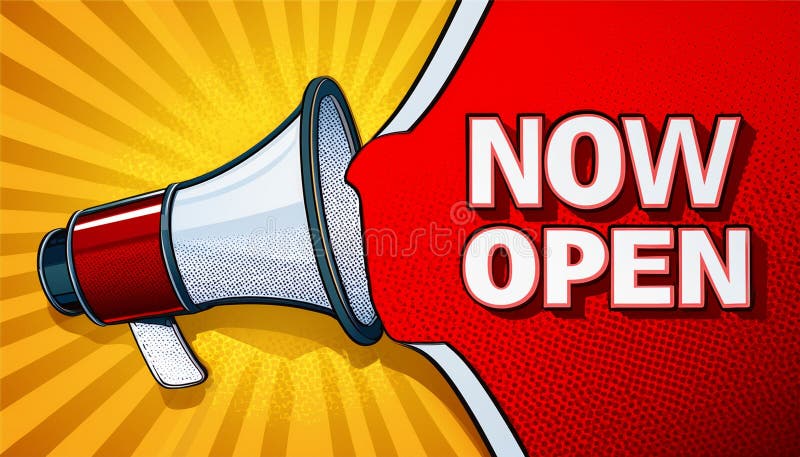 Banner with megaphone stock illustration. Illustration of cartoon - 376961079