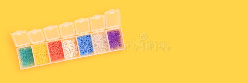 Banner with Multicolored Beads in a Storage Container. Stock Image ...