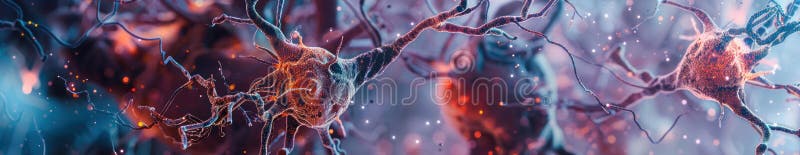 Banner of the Nervous System through Microscope with Neurons and Nerve ...