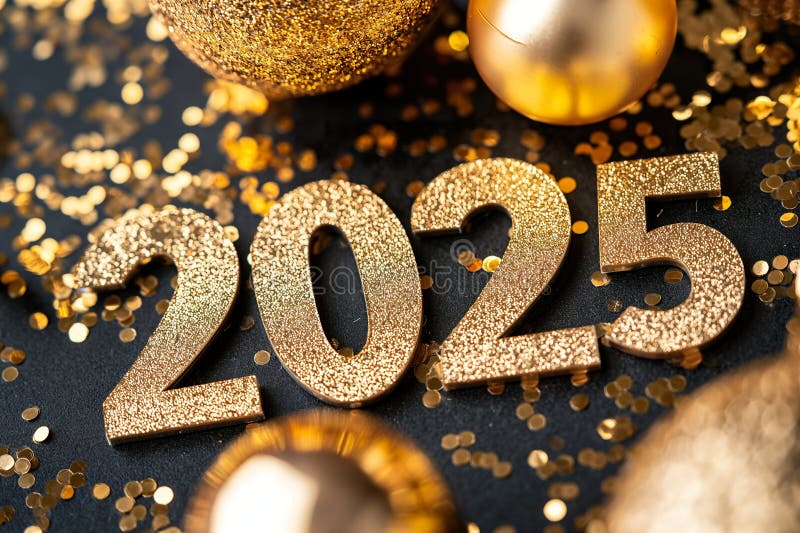 Banner for New Year S Greetings with the Text "2025" in Golden Letters ...
