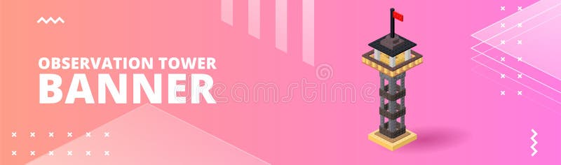 Banner with Observation Tower for Print and Design. Vector Illustration ...